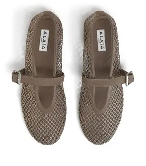 Alaïa Beaded Mesh Ballet Flats - Silver