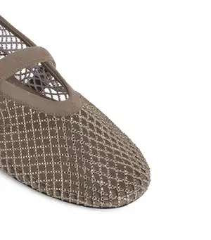 Alaïa Beaded Mesh Ballet Flats - Silver