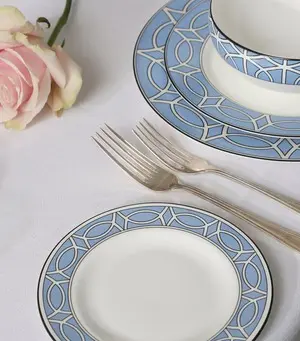 O.W.LONDON Set Of 2 Loop Dessert Plates - Blue