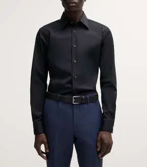 BOSS Stretch-cotton Slim Shirt - Navy