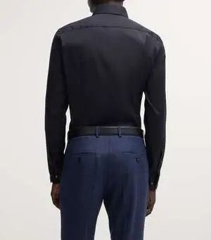 BOSS Stretch-cotton Slim Shirt - Navy