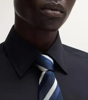 BOSS Stretch-cotton Slim Shirt - Navy