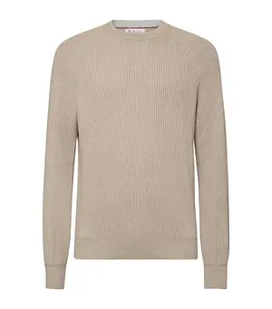 Brunello Cucinelli Cashmere Ribbed Crewneck Sweater