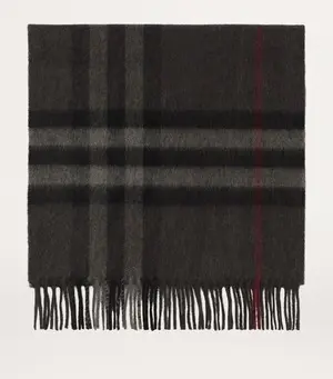 Burberry Cashmere Check Scarf - Grey