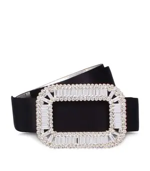 ROGER VIVIER Satin Pilgrim Belt - Black