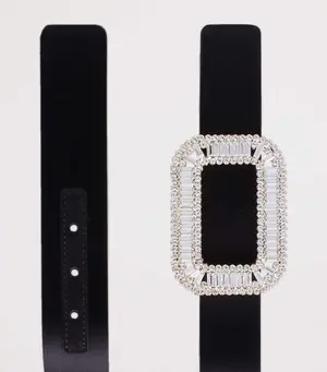 ROGER VIVIER Satin Pilgrim Belt - Black