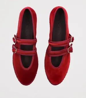 FLABELUS Velvet Mary Jane Flats