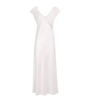 MANITO Mulberry Silk Chiffon Crete Nightie - White