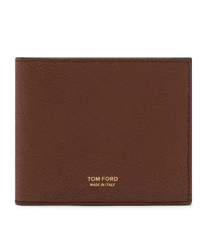 TOM FORD Leather T-line Classic Bifold Wallet - Brown