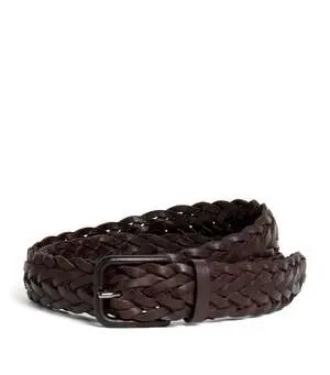 Giorgio Armani Leather Woven Belt - Brown