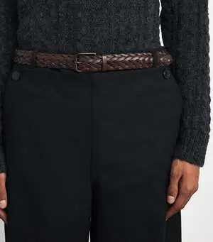 Giorgio Armani Leather Woven Belt - Brown