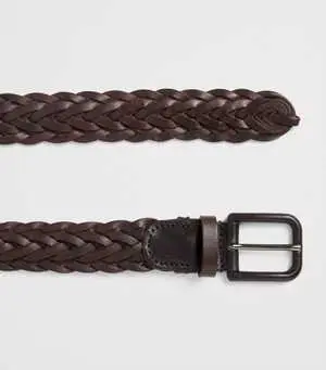 Giorgio Armani Leather Woven Belt - Brown