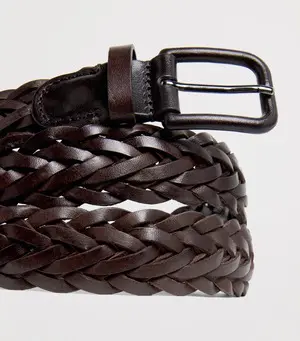 Giorgio Armani Leather Woven Belt - Brown