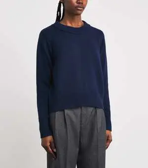 WITH NOTHING UNDERNEATH Wool Devon Sweater - Navy
