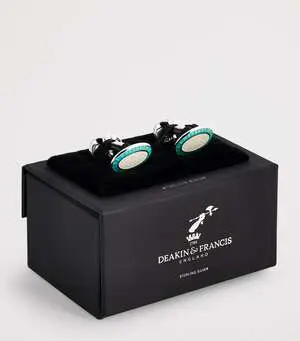 DEAKIN & FRANCIS Sterling Silver Enamel Cufflinks - Blue