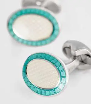DEAKIN & FRANCIS Sterling Silver Enamel Cufflinks - Blue