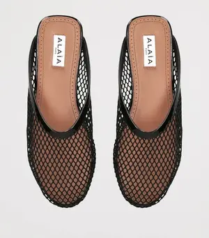Alaïa Fishnet Mules - Black