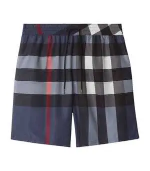 Burberry Check Swim Shorts - Blue