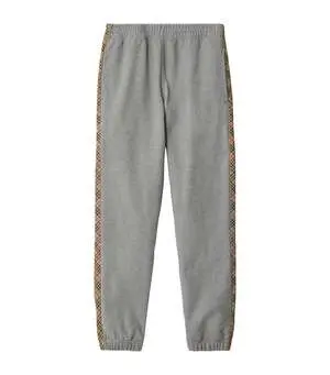 Burberry Cotton Check-stripe Slim Sweatpants - Grey