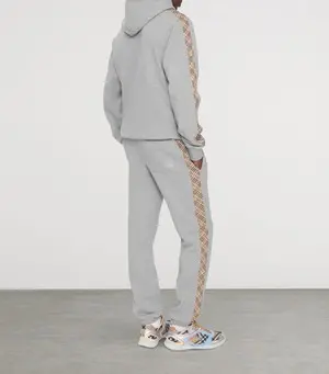 Burberry Cotton Check-stripe Slim Sweatpants - Grey