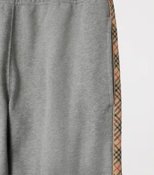 Burberry Cotton Check-stripe Slim Sweatpants - Grey