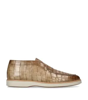 Magnanni Crocodile Pariaso Mid-top Loafers - Beige