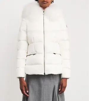 Moncler Shearling-trim Boed Puffer Jacket - White