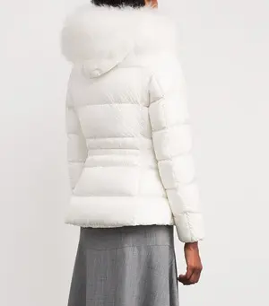 Moncler Shearling-trim Boed Puffer Jacket - White