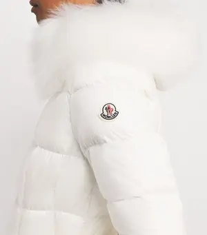 Moncler Shearling-trim Boed Puffer Jacket - White