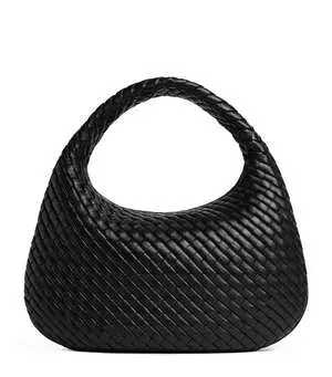 Bottega Veneta Intrecciato Leather Veneta Shoulder Bag - Black