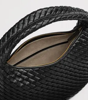 Bottega Veneta Intrecciato Leather Veneta Shoulder Bag - Black