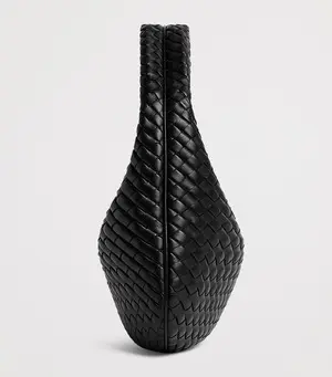 Bottega Veneta Intrecciato Leather Veneta Shoulder Bag - Black