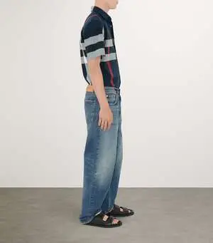 Burberry Cotton Enlarged-check Short-sleeve Shirt - Navy