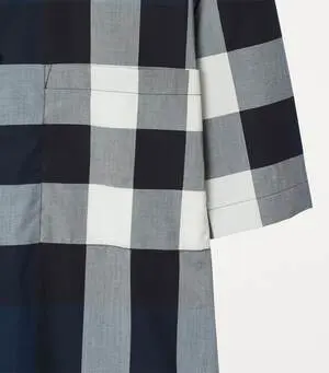 Burberry Cotton Enlarged-check Short-sleeve Shirt - Navy