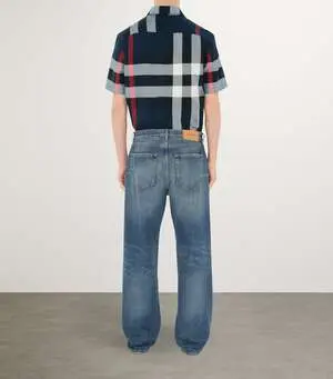 Burberry Cotton Enlarged-check Short-sleeve Shirt - Navy