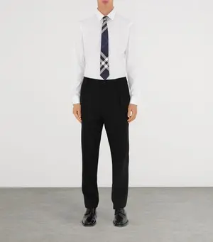 Burberry Silk Check Neck Tie - Navy