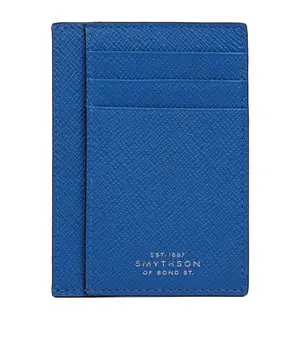 Smythson Panama Leather Compact Card Holder - Blue