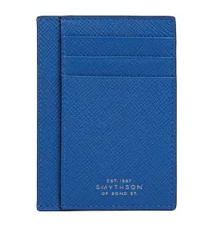 Smythson Panama Leather Compact Card Holder - Blue
