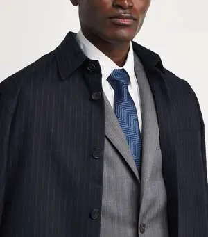 Giorgio Armani Silk Herringbone Neck Tie - Blue