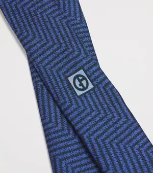 Giorgio Armani Silk Herringbone Neck Tie - Blue