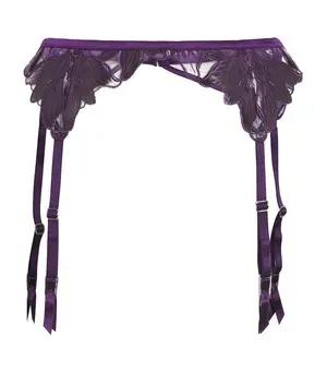 FLEUR DU MAL Lily Embroidered Suspender Belt - Purple