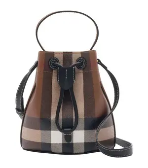 Burberry Mini Check Bucket Bag - Brown