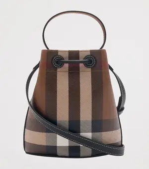 Burberry Mini Check Bucket Bag - Brown
