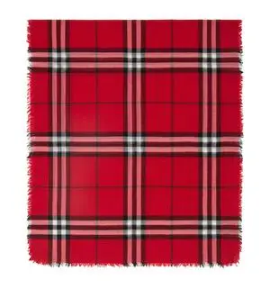 Burberry Wool Wide Check Scarf Red