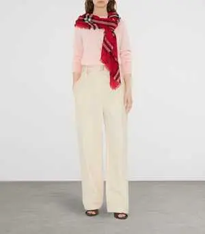 Burberry Wool Wide Check Scarf - Red