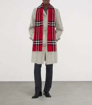 Burberry Wool Wide Check Scarf - Red
