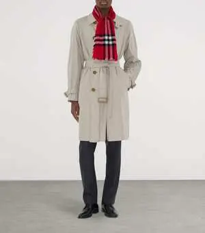 Burberry Wool Wide Check Scarf - Red