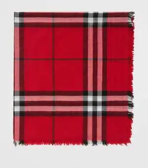 Burberry Wool Wide Check Scarf - Red