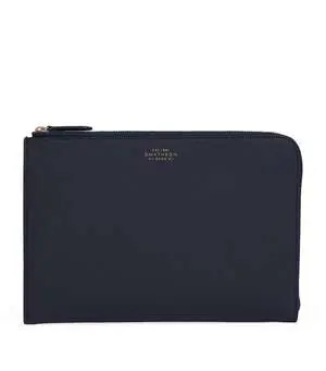 Smythson Panama Leather Slim Pouch - Blue