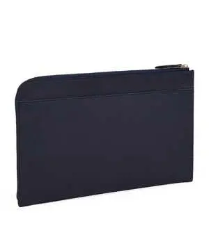 Smythson Panama Leather Slim Pouch - Blue